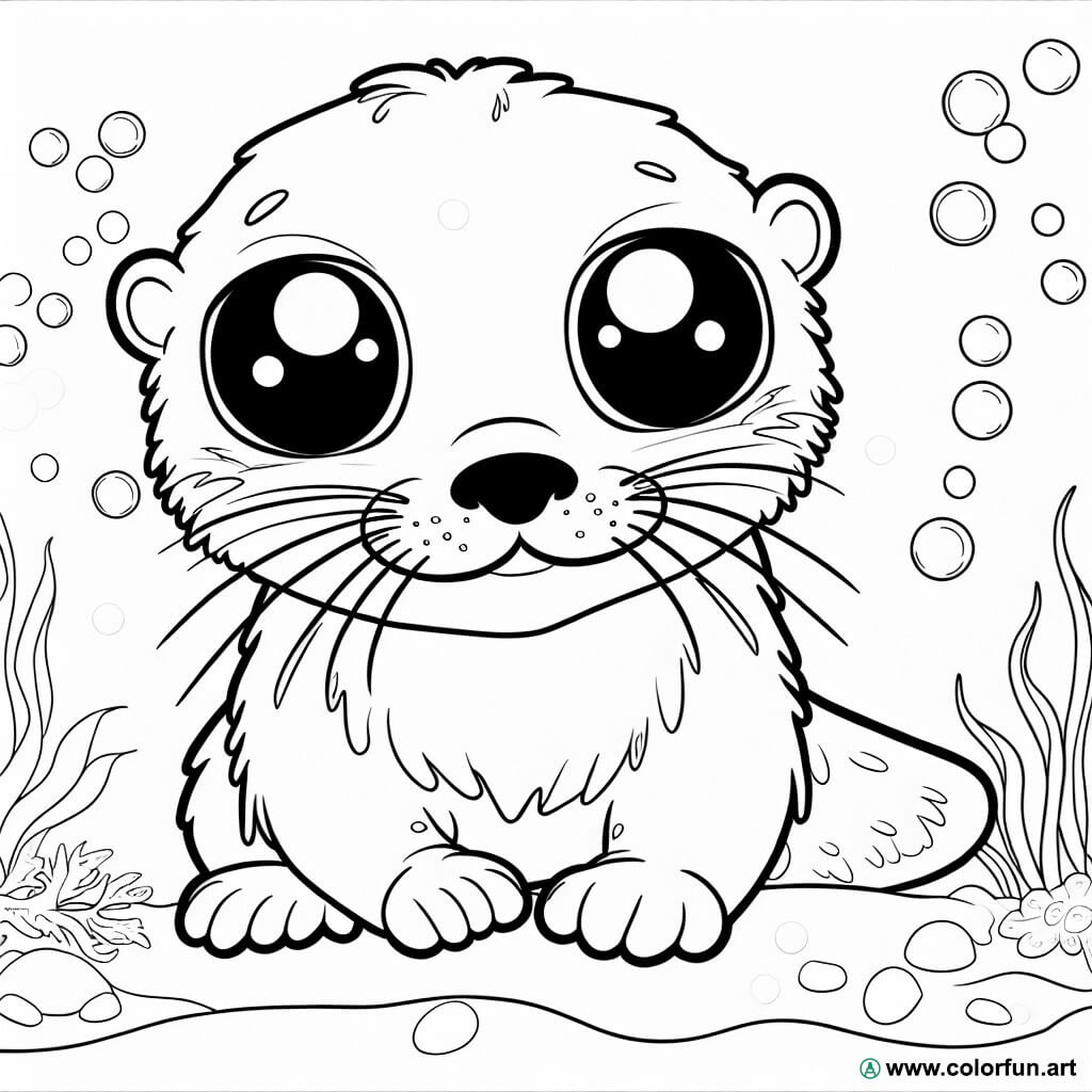 Dibujo para colorear de una nutria linda Descargar o Imprimir de forma ...