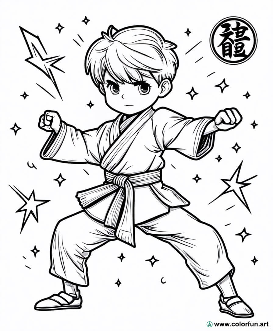 Dibujo para colorear divertido de karate para niños Descargar o ...