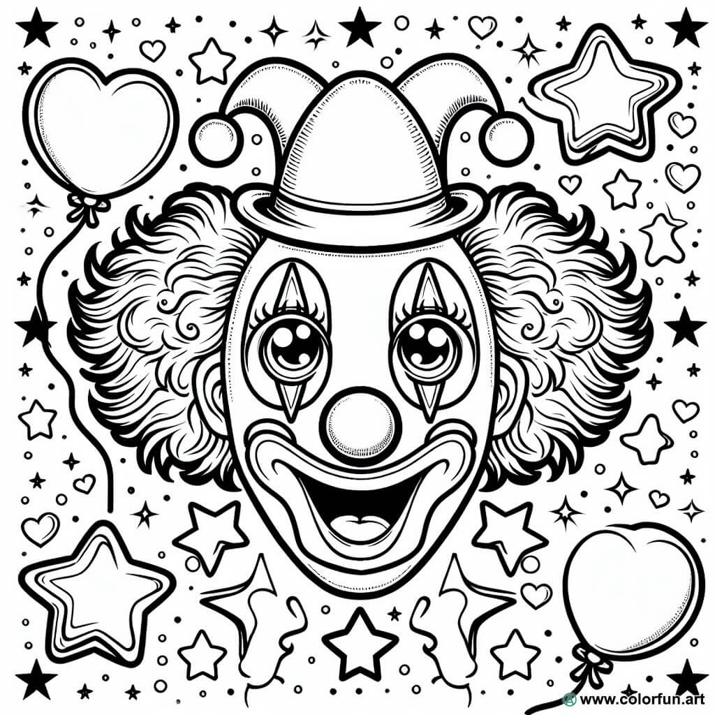 Dibujo para colorear de una cabeza de payaso Descargar o Imprimir de ...