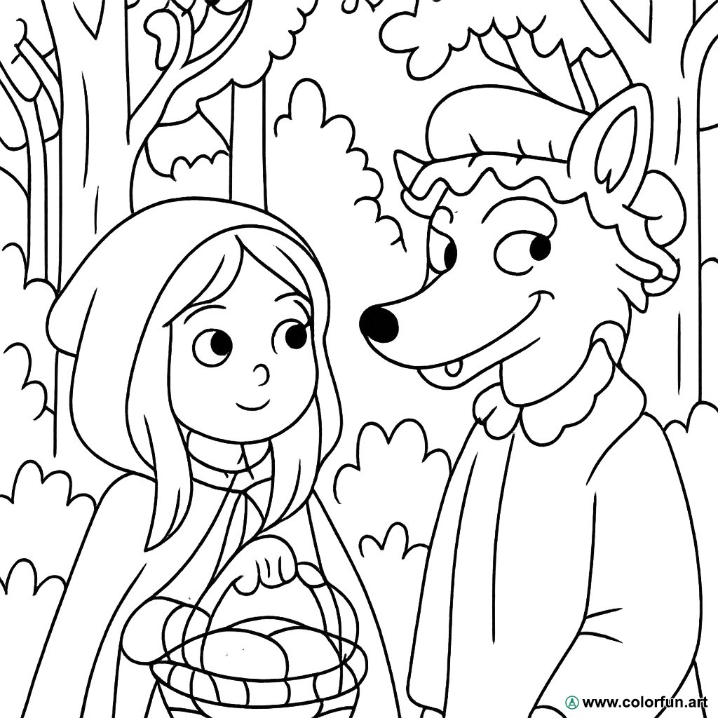 Dibujo para colorear de Caperucita Roja PS Descargar o Imprimir de ...