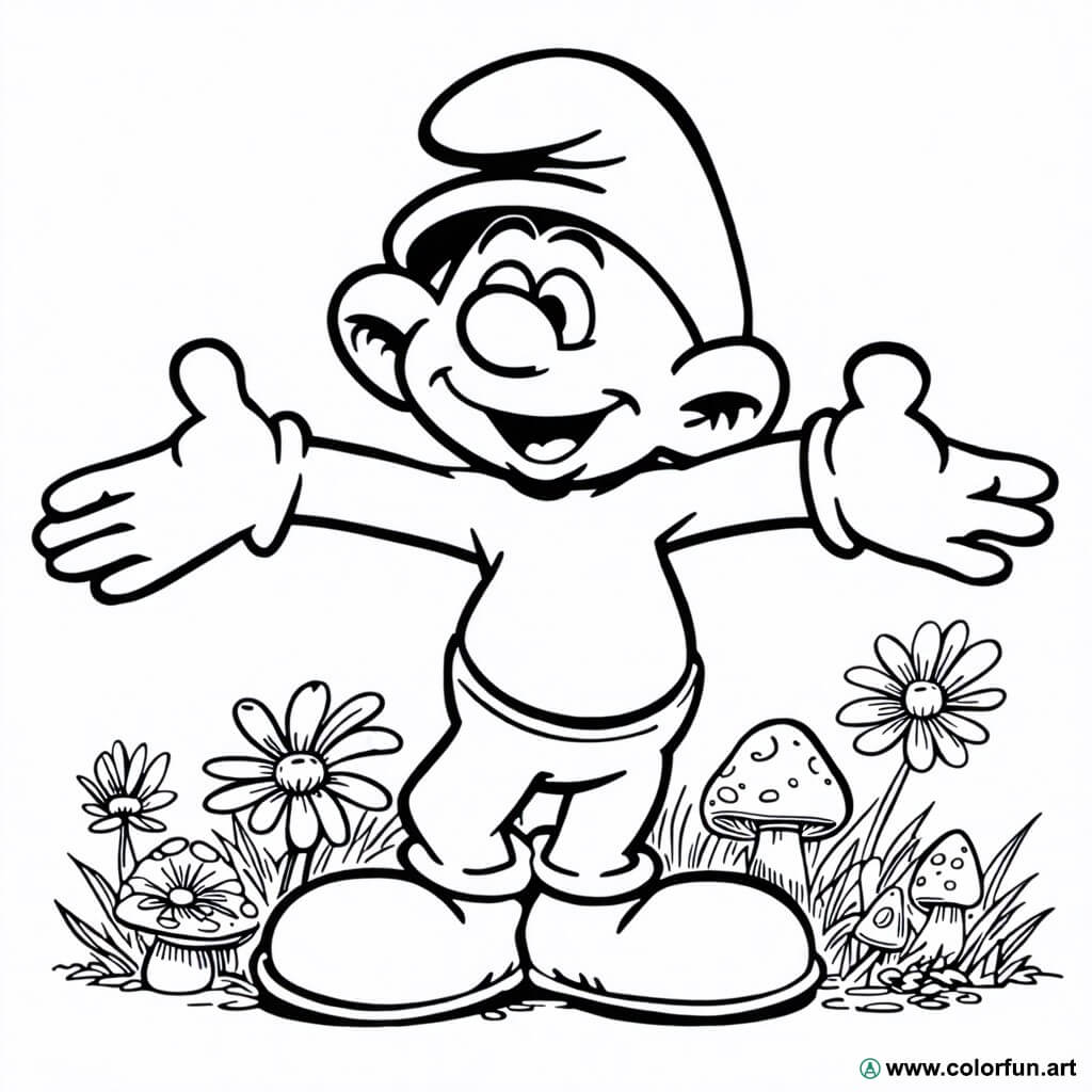 Dibujo para colorear del Pitufo Alegre Descargar o Imprimir de forma ...