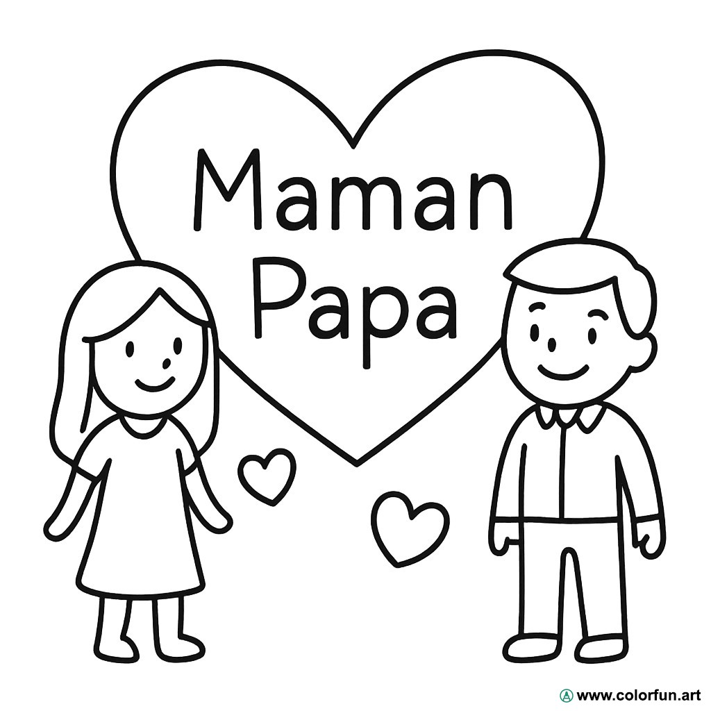 Dibujo para colorear para mamá y papá felices. Descargar o Imprimir de ...