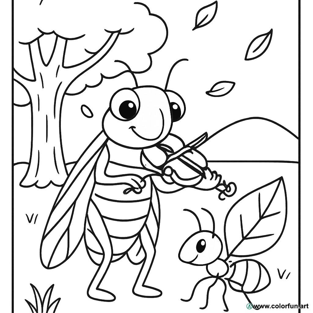 Dibujo para colorear de la temática La Cigale y la Hormiga Descargar o ...