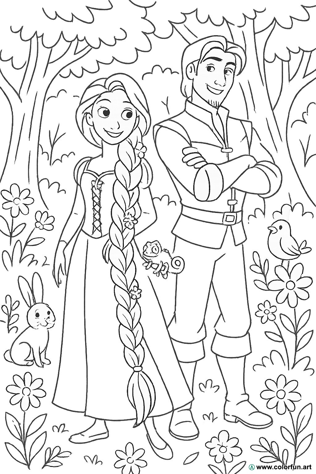 Dibujos Para Colorear De Rapunzel Y Flynn Enredados