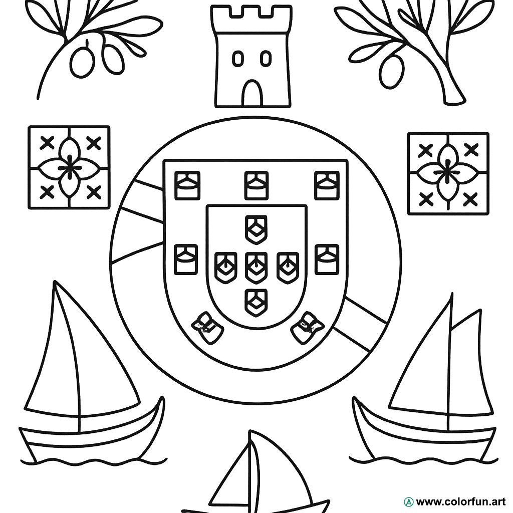 Dibujo para colorear del logo de Portugal. Descargar o Imprimir de ...