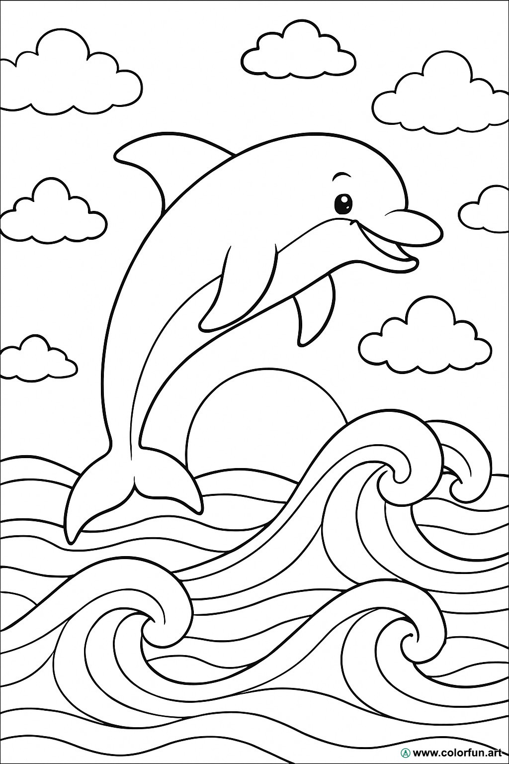 Dibujo para colorear de delfines saltarines Descargar o Imprimir de ...