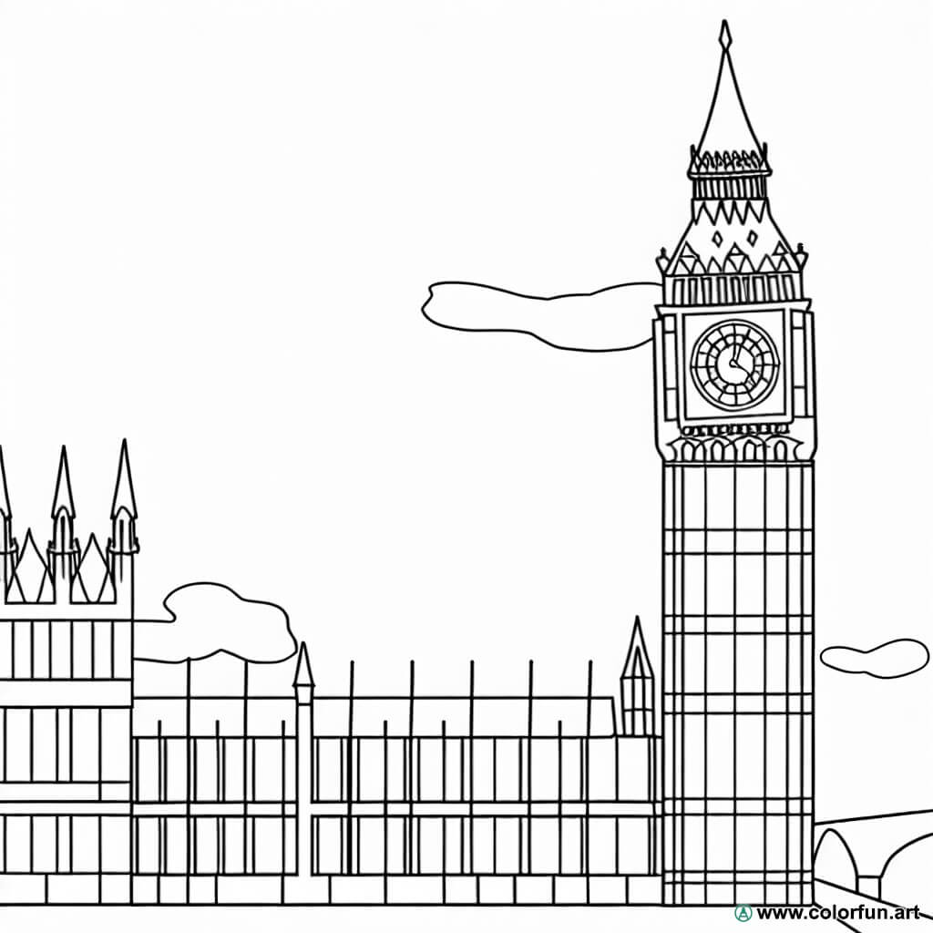 Dibujo para colorear del famoso Big Ben. Descargar o Imprimir de forma ...