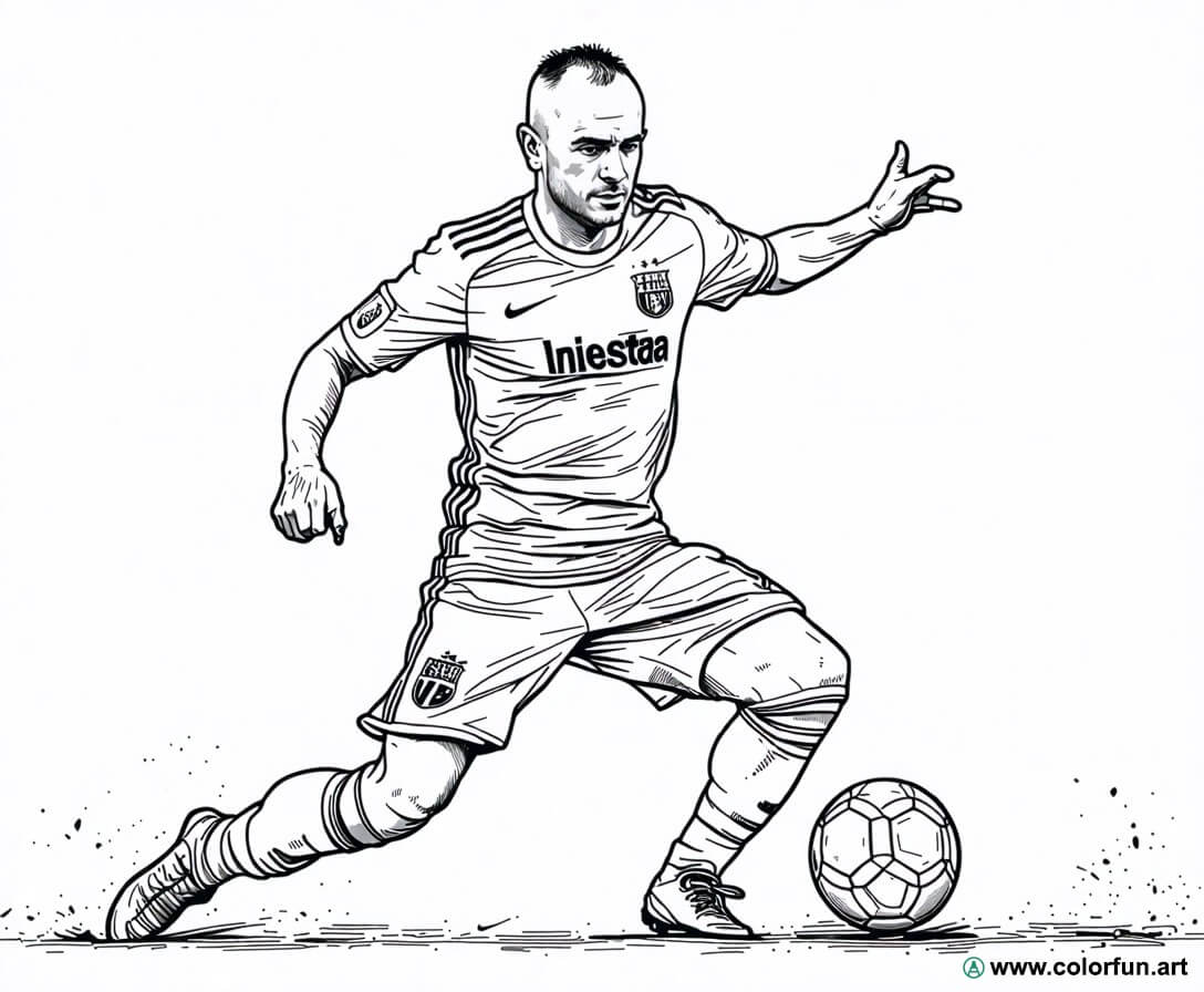 Dibujo para colorear del futbolista Iniesta Descargar o Imprimir de ...