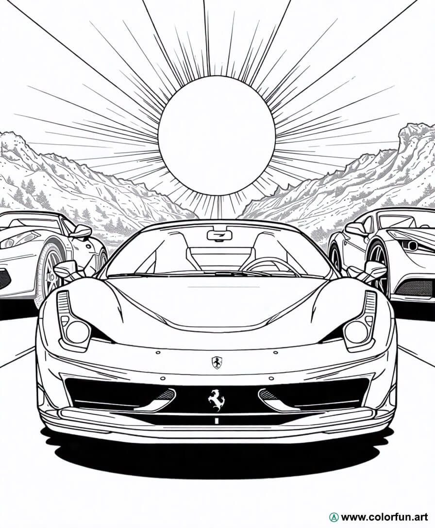 Dibujo para colorear de Ferrari y otros coches Descargar o Imprimir de ...