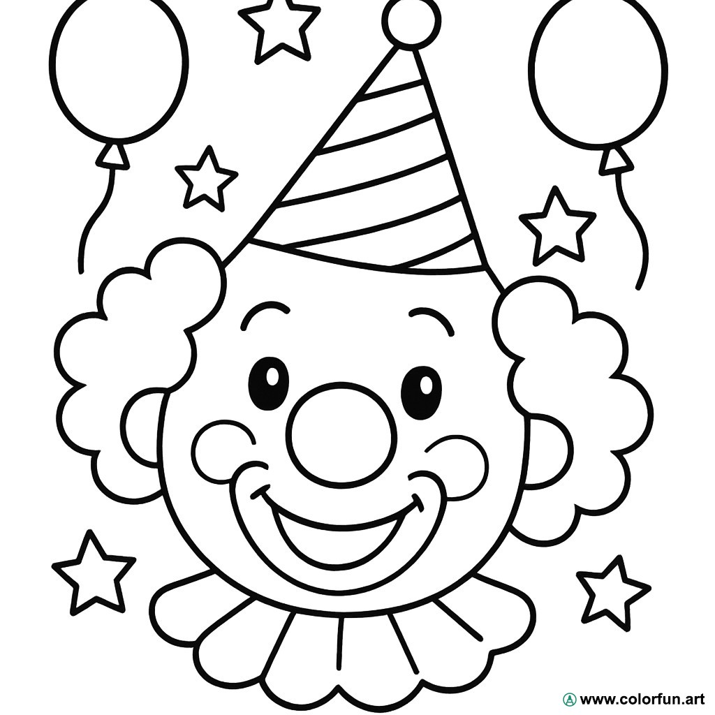 Dibujo para colorear de una cabeza de payaso divertida Descargar o ...