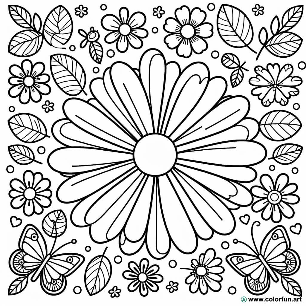Dibujo para colorear de flores gigantes Descargar o Imprimir de forma ...