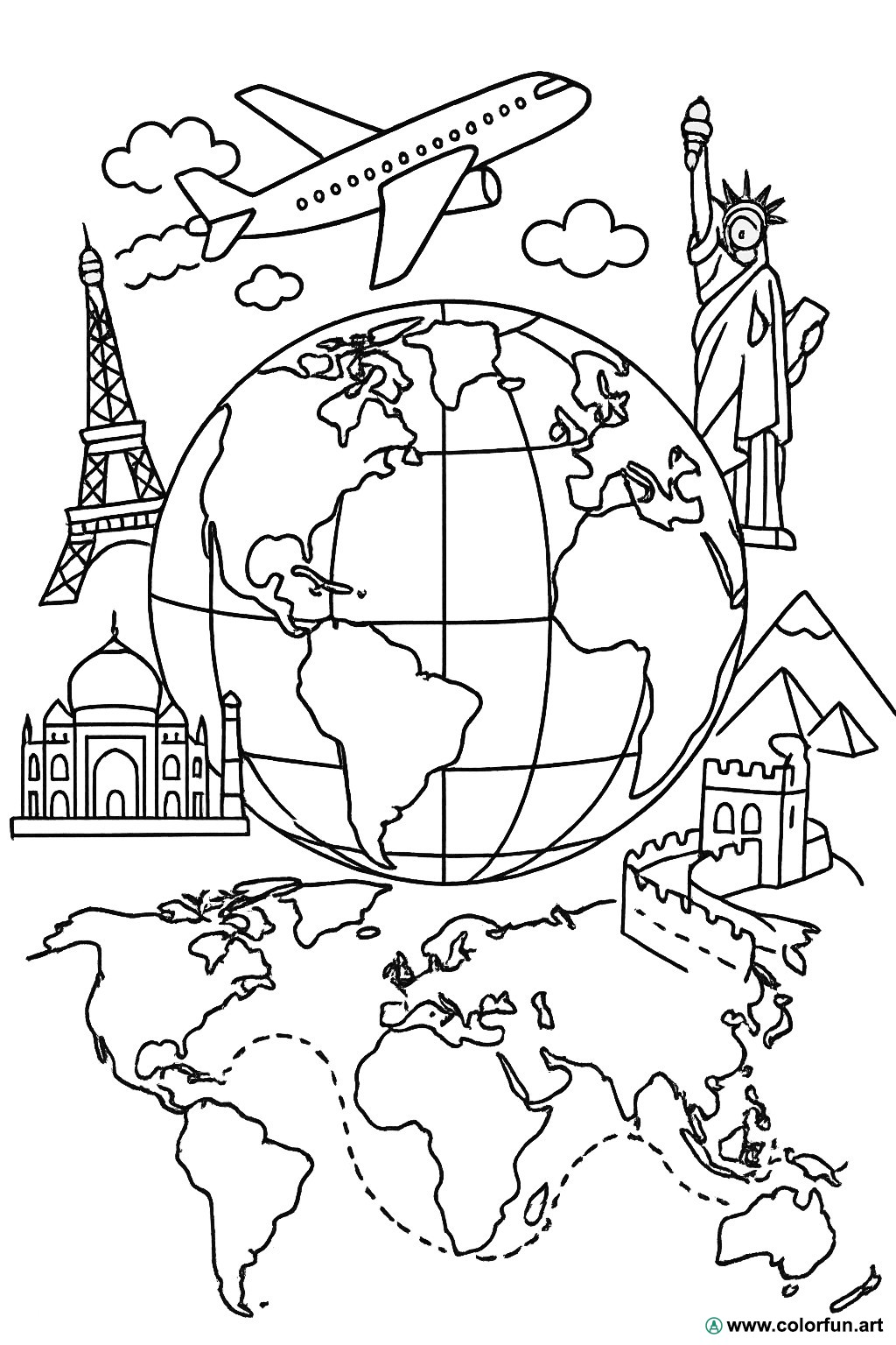 Página Para Colorear Del Mundo