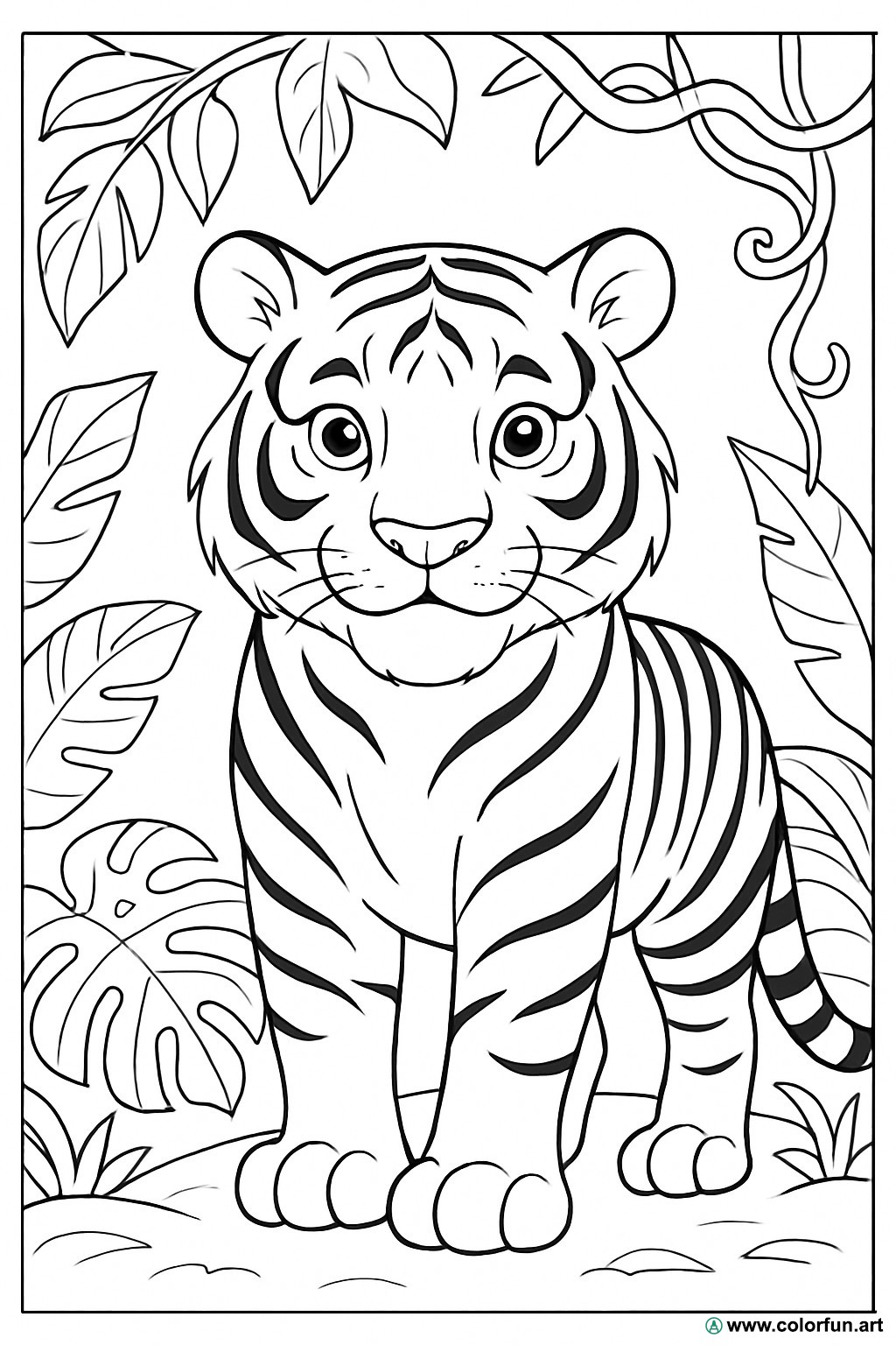 Dibujo para colorear de un tigre realista Descargar o Imprimir de forma ...
