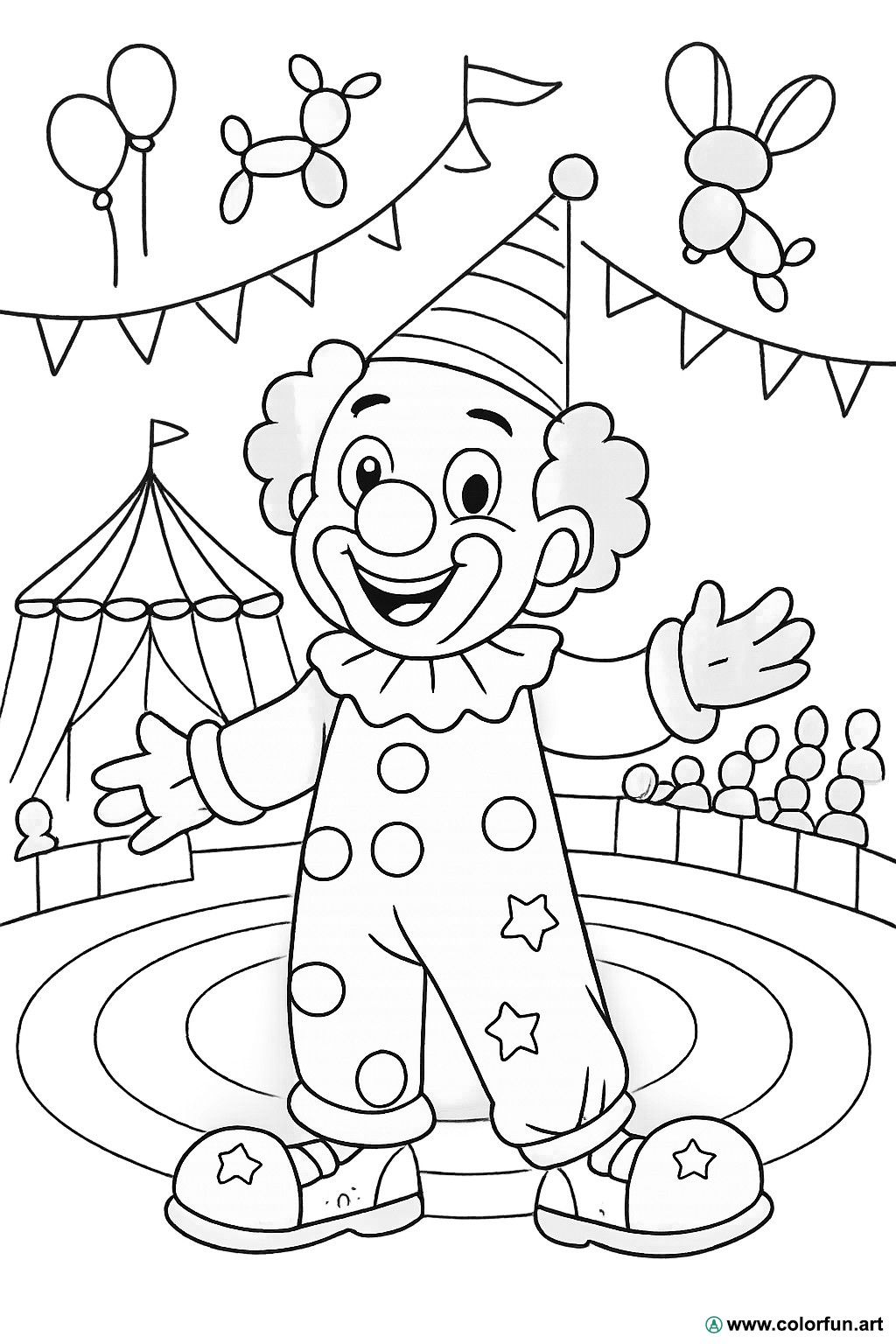 Dibujo para colorear de payaso en el circo. Descargar o Imprimir de ...
