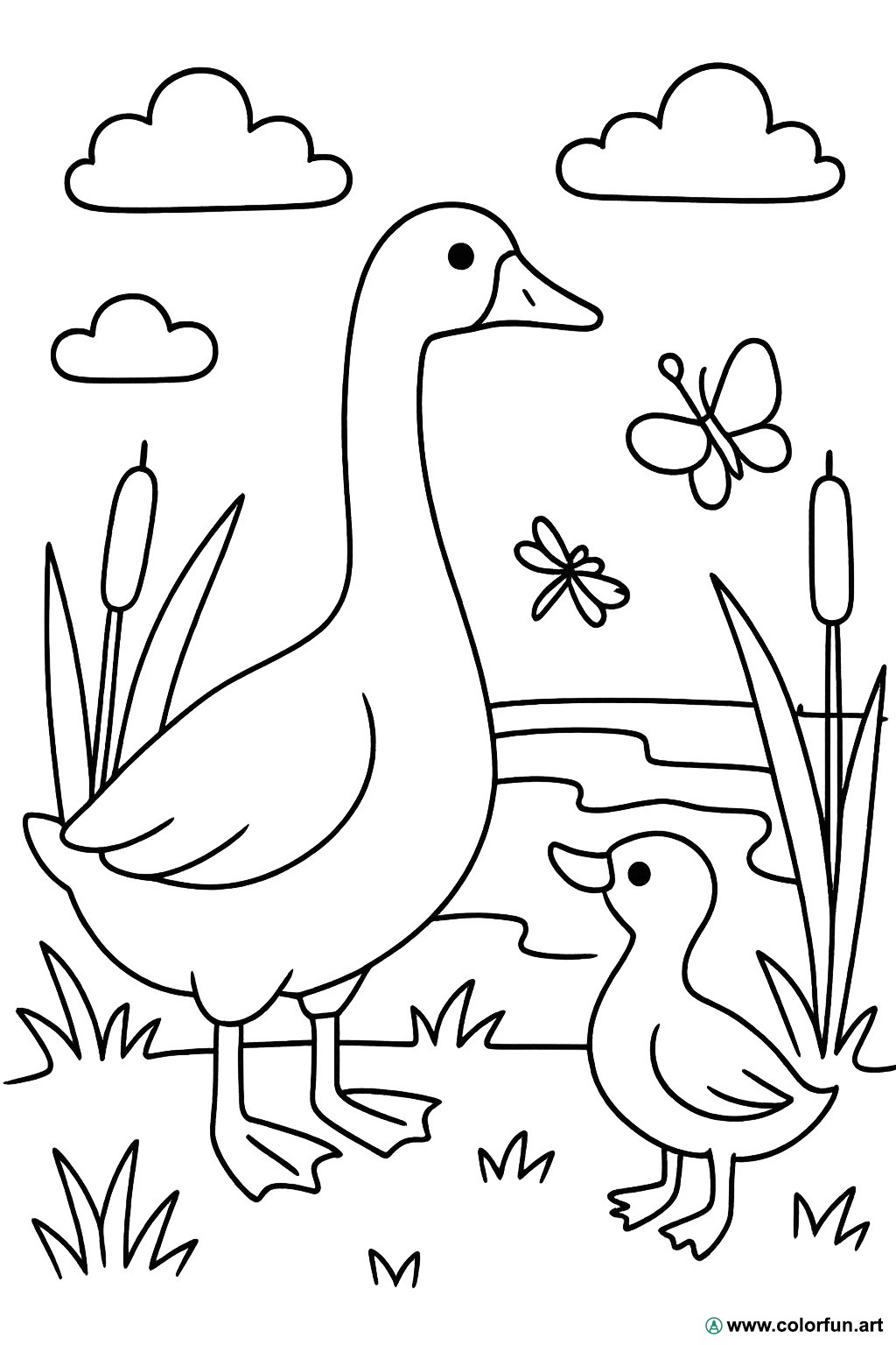 Dibujo para colorear de la oca y del pato Descargar o Imprimir de forma ...