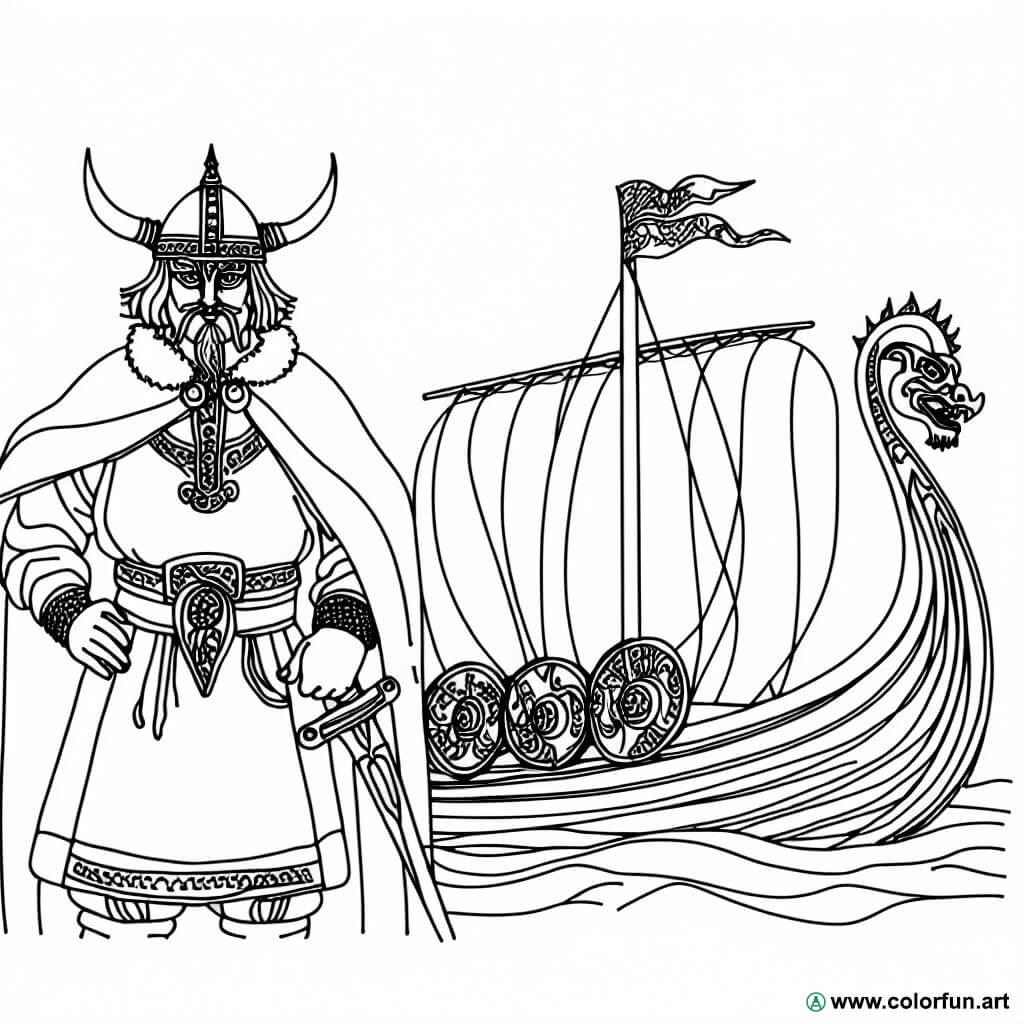 Dibujo para colorear histórico de un vikingo. Descargar o Imprimir de ...