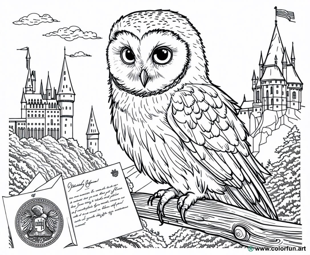 Dibujo para colorear de Hedwige en el universo de Harry Potter ...